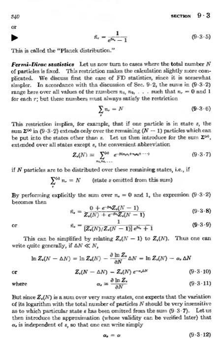 How we get a Fermi Dirac formula (proof) from these | Chegg.com