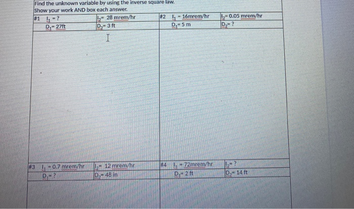 Solved 1 -0.05 mrem/hr Find the unknown variable by using | Chegg.com