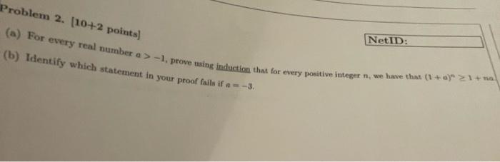 Solved Problem 2. [10+2 points ] (a) For every real number | Chegg.com