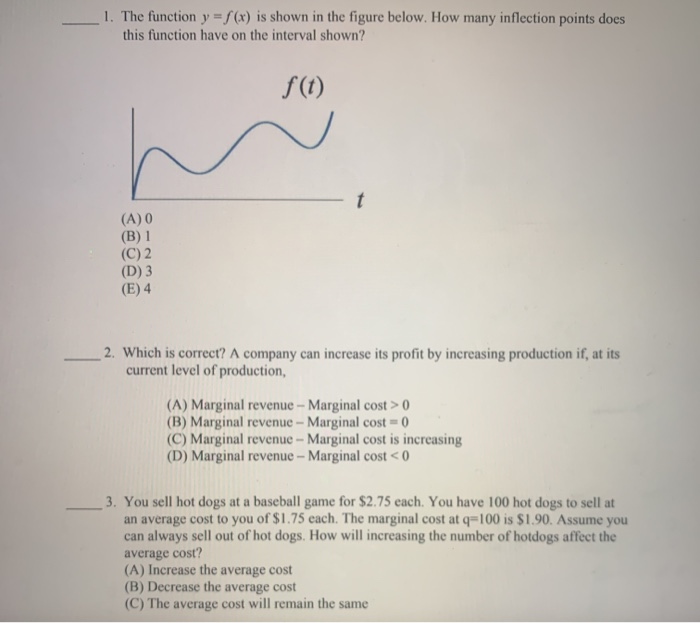 Solved 1. The function y = f(x) is shown in the figure | Chegg.com