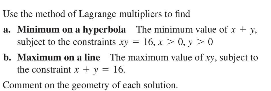Solved Use the method of Lagrange multipliers to finda. | Chegg.com