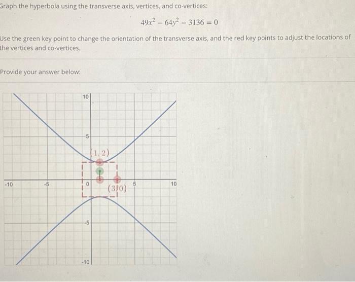 Solved Graph the hyperbola using the transverse axis, | Chegg.com