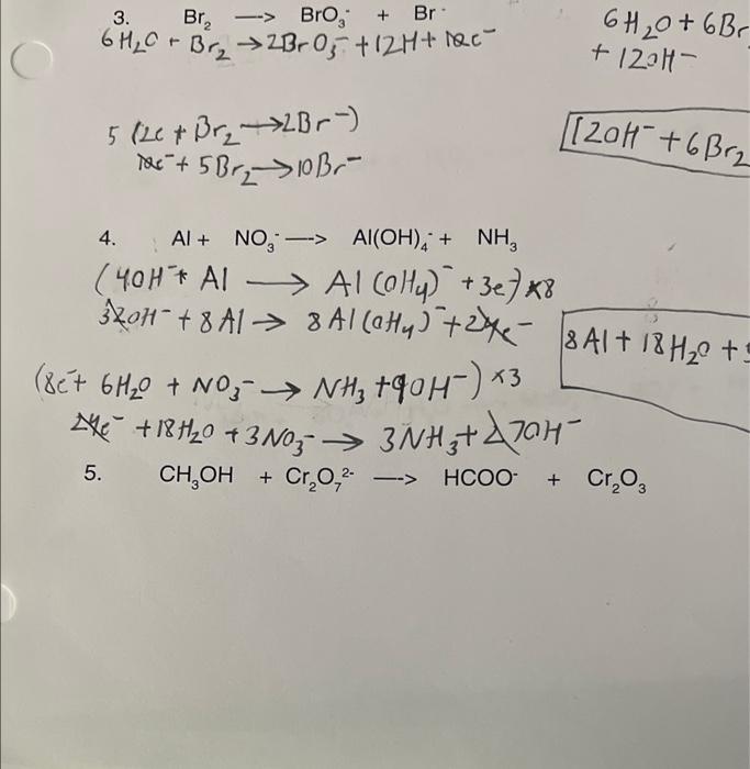 Solved (8C−+6H2O+NO3−→NH3+9OH−)×32Ke−+18H2O+3NO3→3NH3+Δ7OOH− | Chegg.com