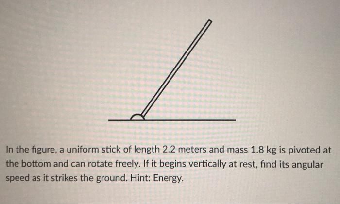 Solved In the figure, a uniform stick of length 2.2 meters | Chegg.com
