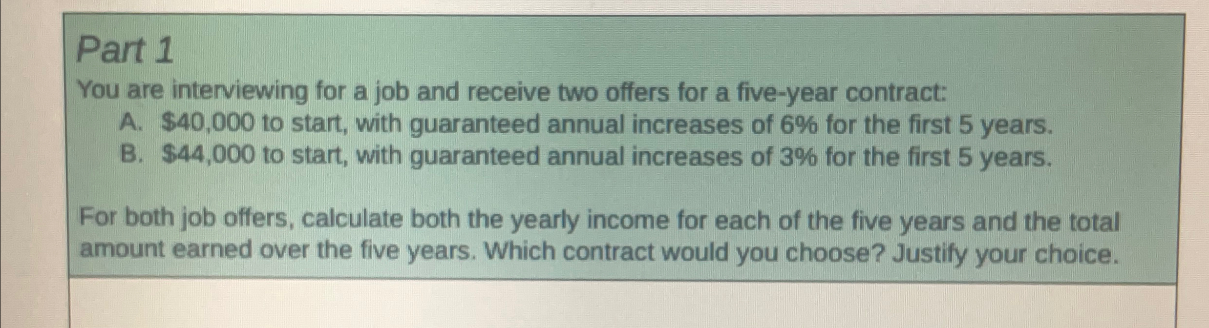 Solved Part 1You are interviewing for a job and receive two | Chegg.com