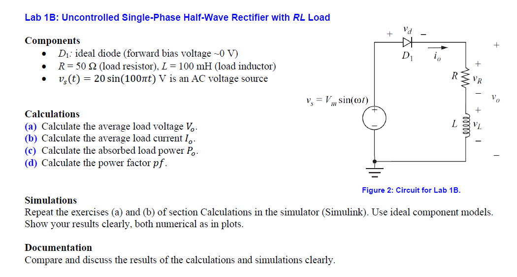 Solved Lab 1B: Uncontrolled Single-Phase Half-Wave Rectifier | Chegg.com