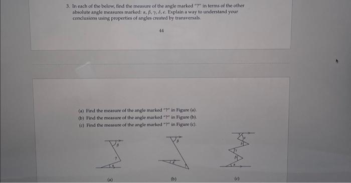 3. In each of the below, find the measure of the | Chegg.com