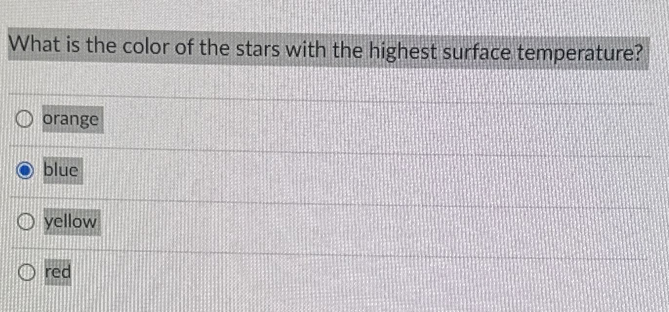 Solved What is the color of the stars with the highest | Chegg.com