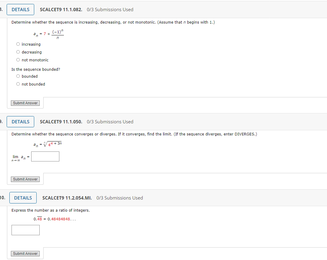 Solved Determine whether the sequence is increasing, | Chegg.com