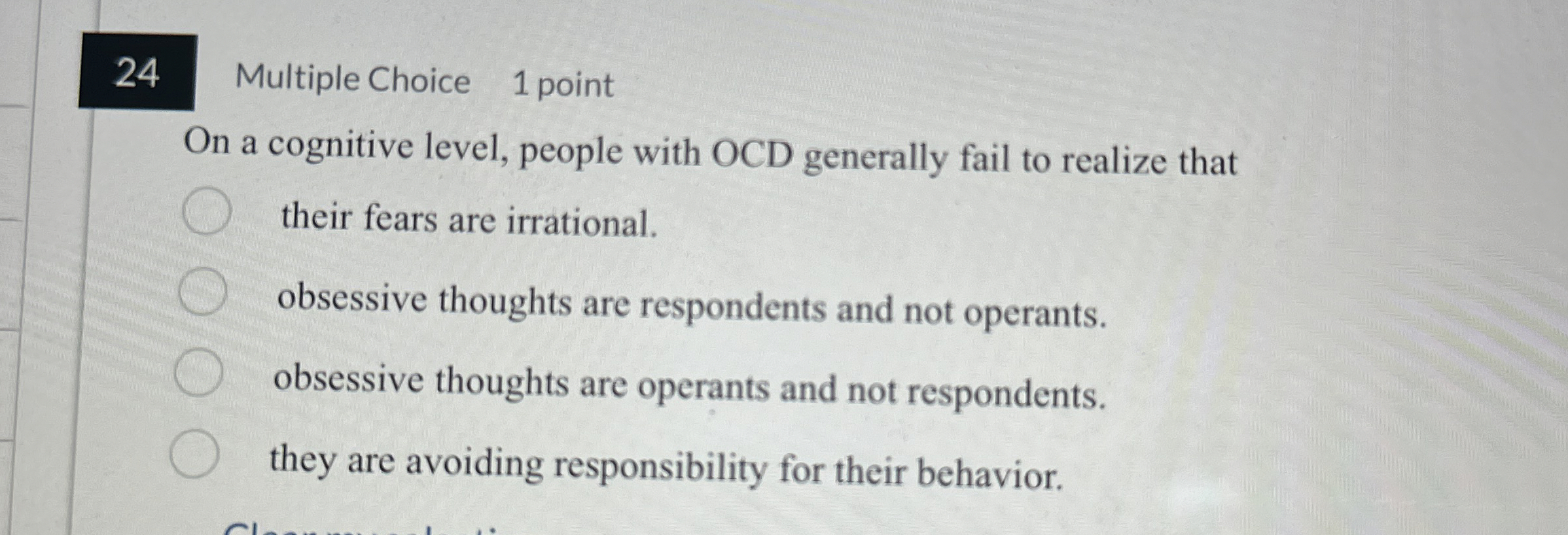Solved 24Multiple Choice1 ﻿pointOn a cognitive level, people | Chegg.com