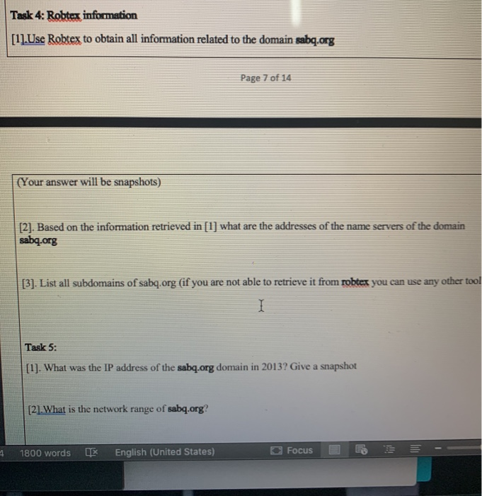 Solved Task 4: Robtex information [1]. Use Robtex to obtain | Chegg.com
