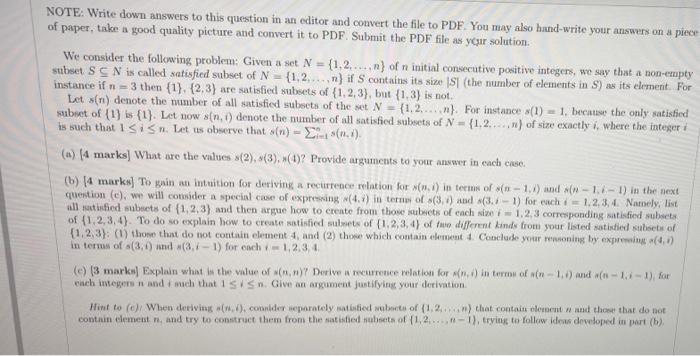 Solved NOTE: Write down answers to this question in an | Chegg.com