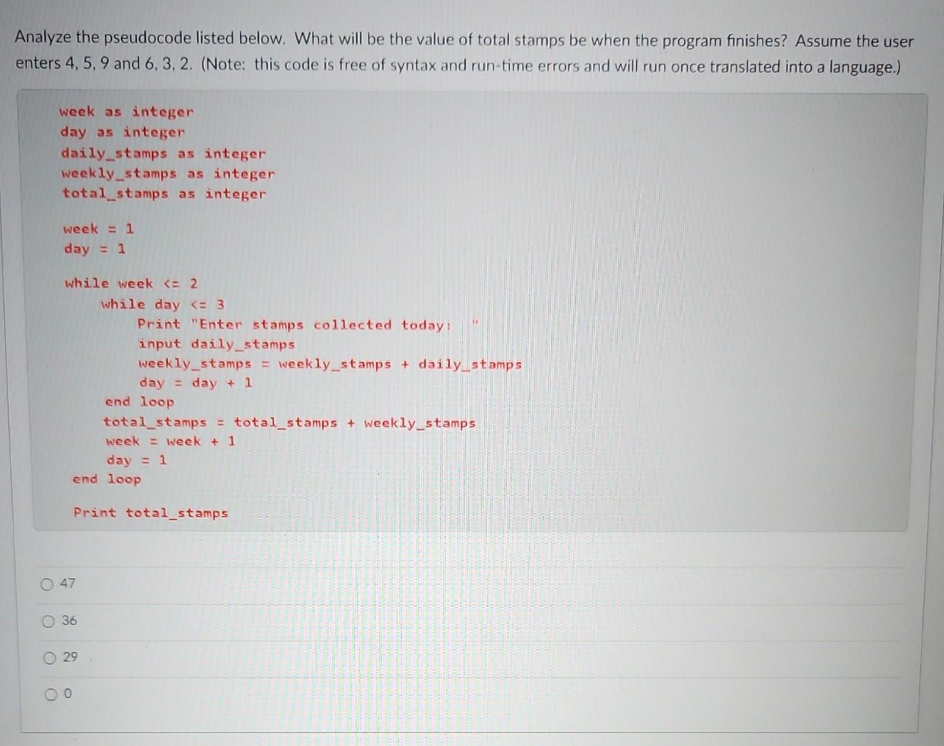 Solved Examine the following Pseudocode, how many times does | Chegg.com