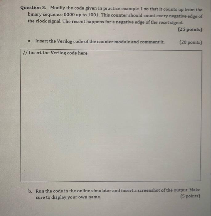 Solved 5. Practice Examples Practice Example 1. Verilog code | Chegg.com
