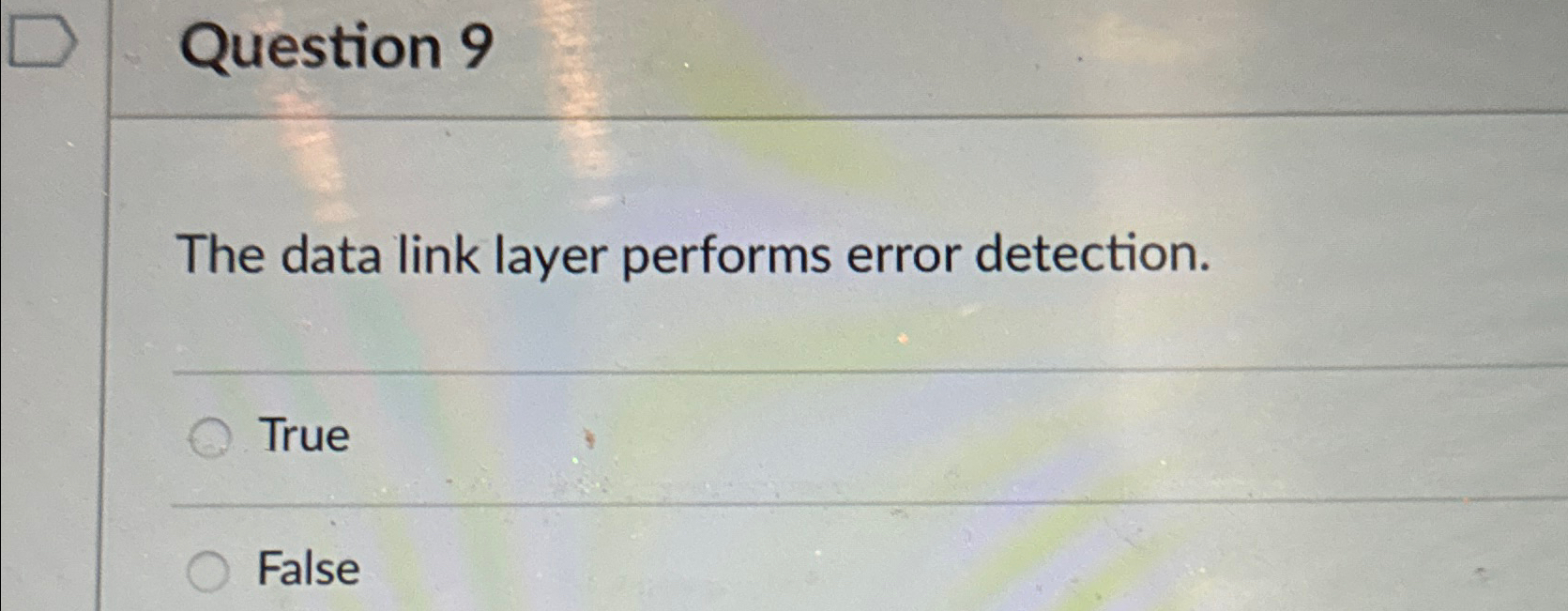 Solved Question 9The data link layer performs error | Chegg.com