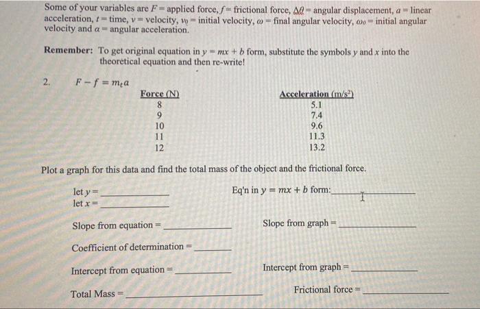 Solved Some of your variables are F= applied force, f | Chegg.com