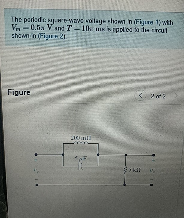 Solved The periodic square-wave voltage shown in (Figure 1) | Chegg.com