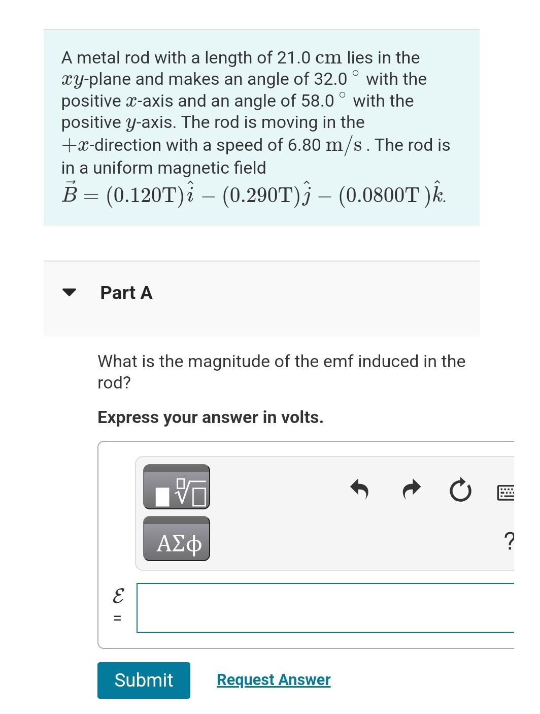 Solved A metal rod with a length of 21.0cm ﻿lies in the | Chegg.com