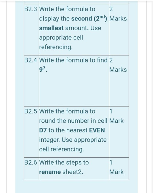 Solved B2.1 Write appropriate formulae for each question in | Chegg.com