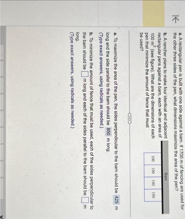 Solved a. A rectangular pen is built with one side against a | Chegg.com