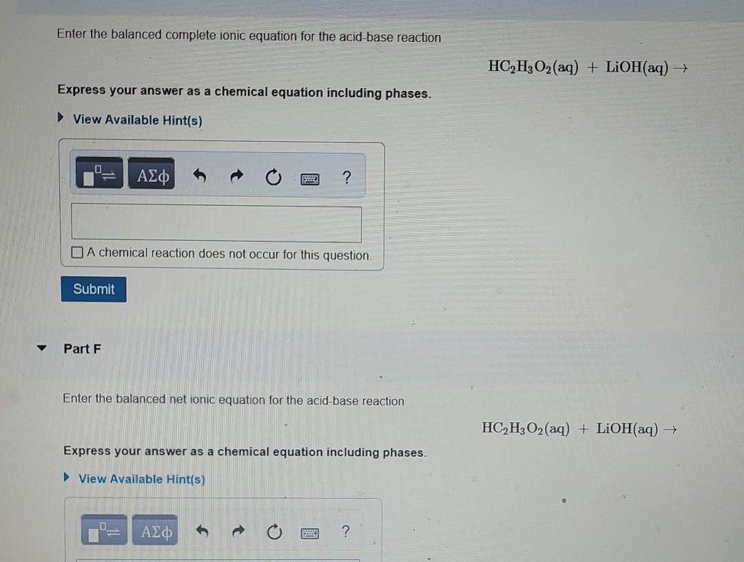 Solved Part A Enter The Balanced Complete Ionic Equation For