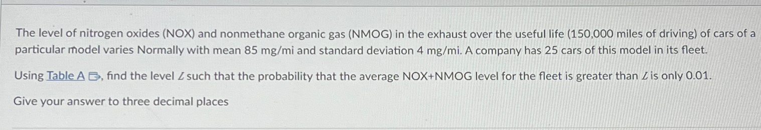 The level of nitrogen oxides (NOX) ﻿and nonmethane | Chegg.com