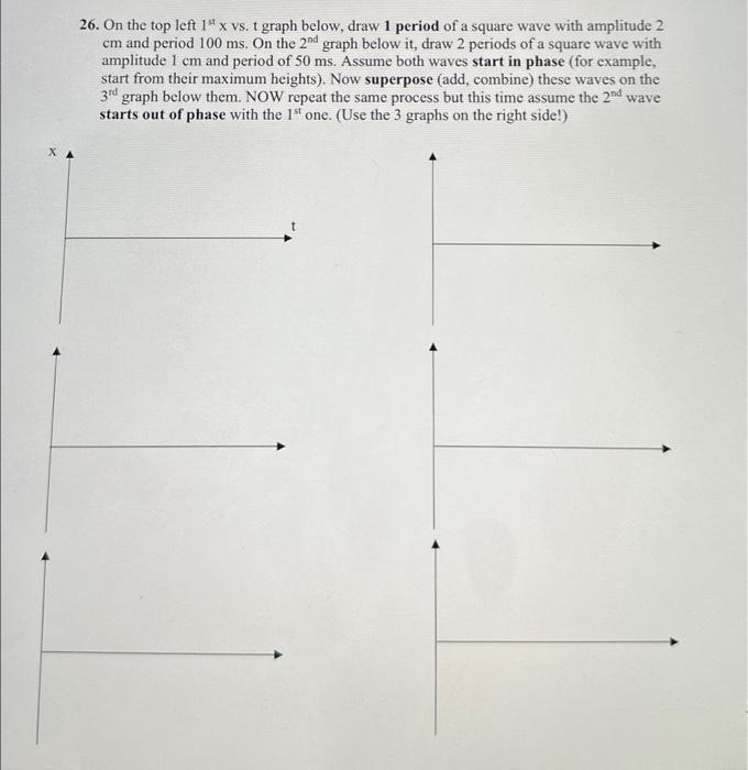 Solved On the top left 1st x vs. t graph below, draw 1 | Chegg.com