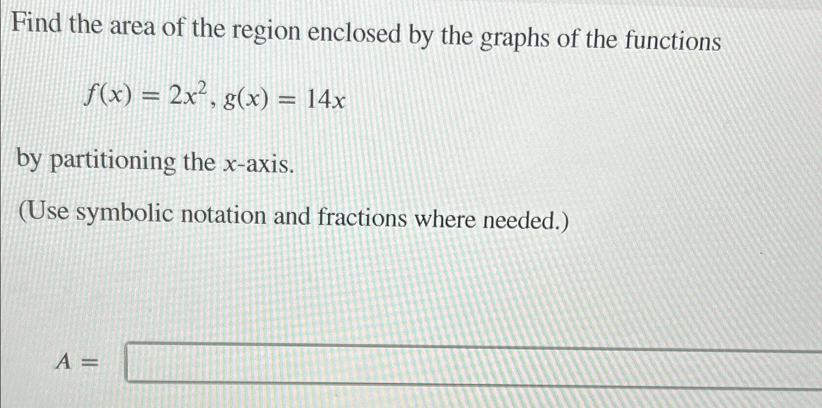 Solved Find the area of the region enclosed by the graphs of | Chegg.com