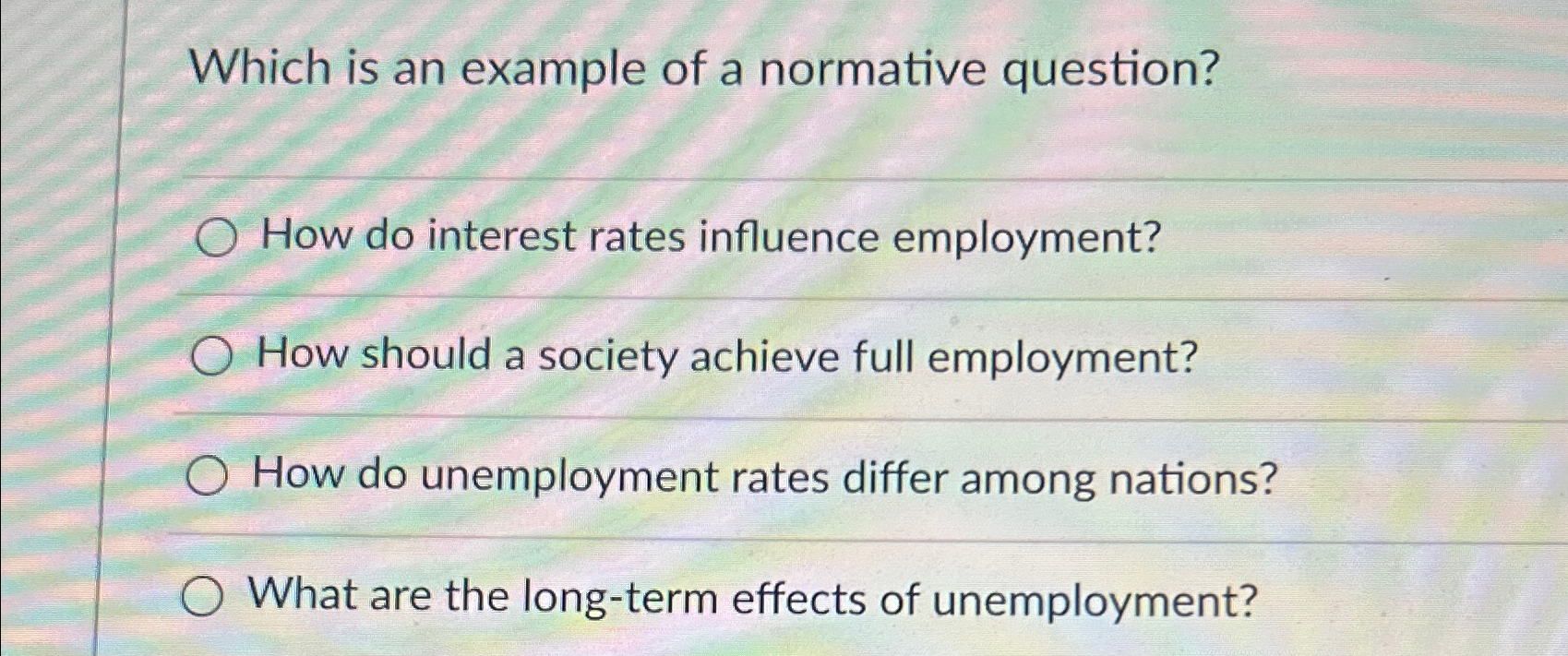 Solved Which is an example of a normative question?How do | Chegg.com