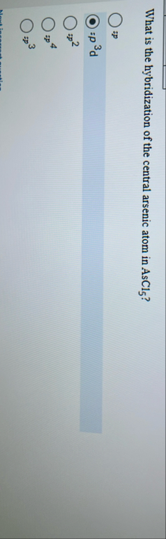 Solved What is the hybridization of the central arsenic atom | Chegg.com