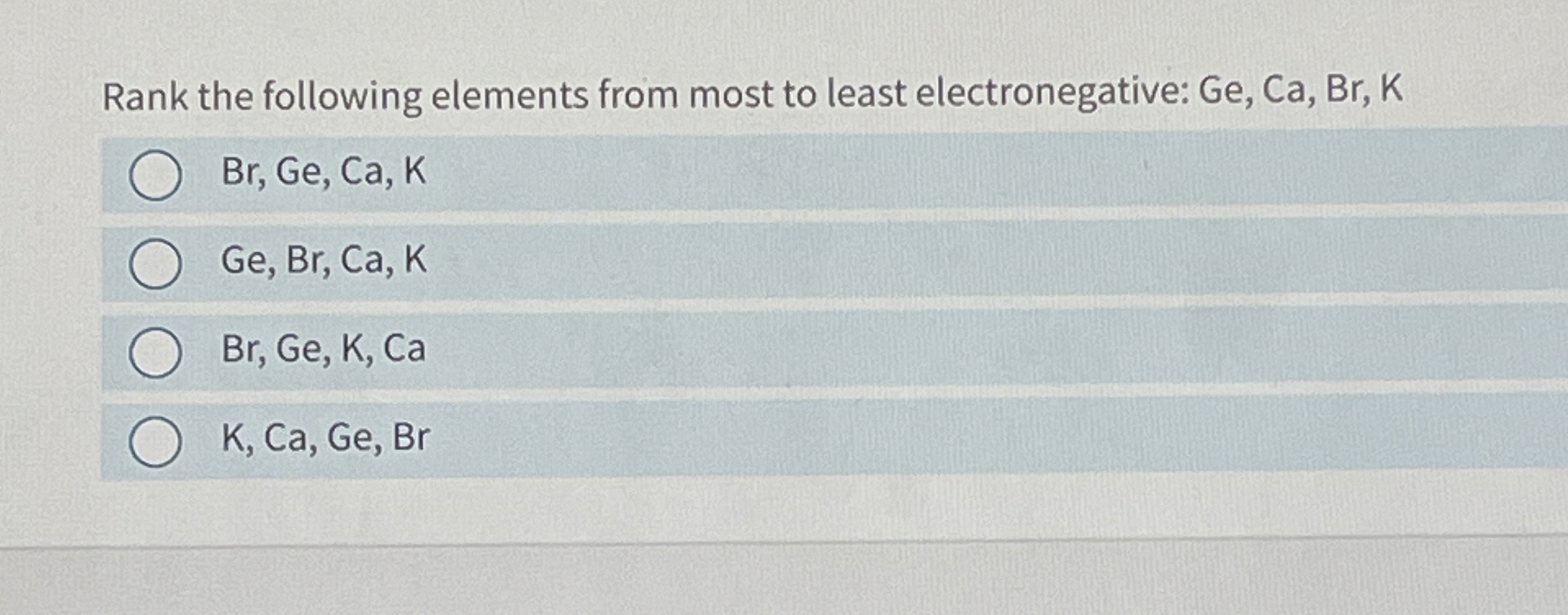 Solved Rank the following elements from most to least | Chegg.com