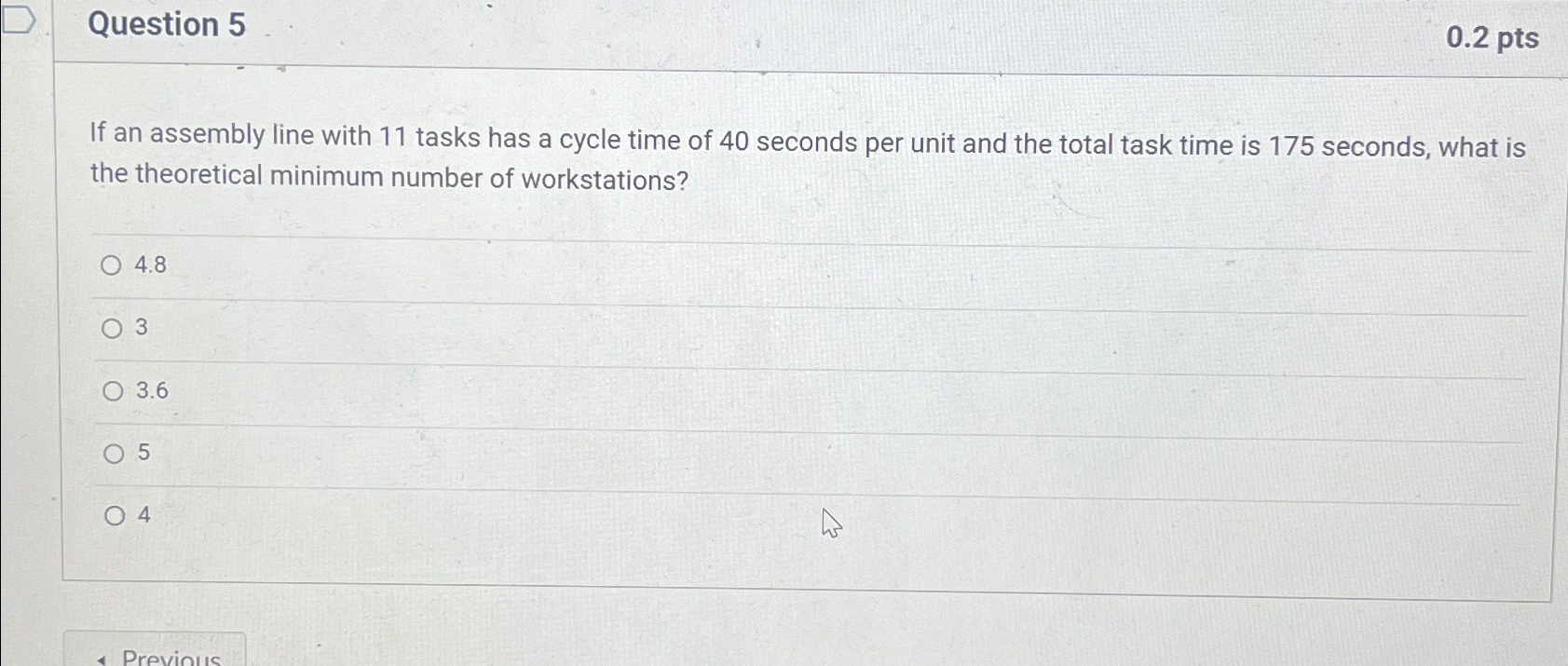 Solved Question 50.2 ﻿ptsIf an assembly line with 11 ﻿tasks | Chegg.com