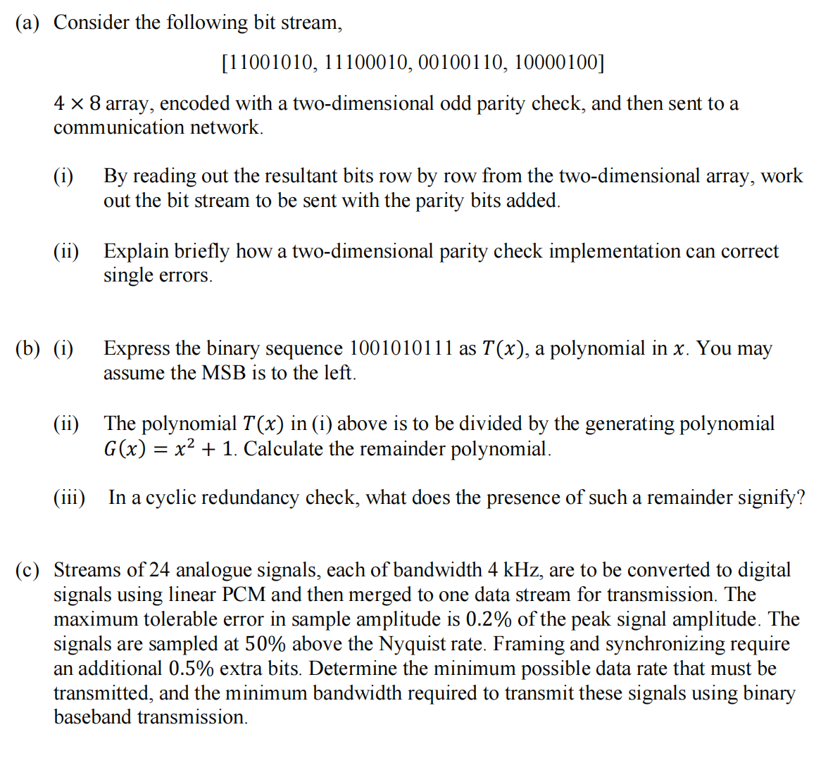 Solved (a) ﻿Consider the following bit | Chegg.com