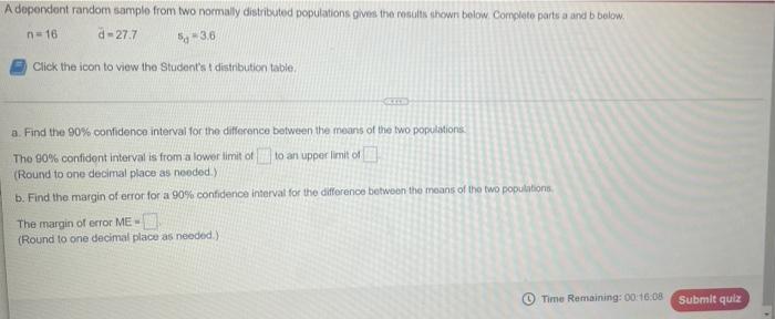 Solved A dependent random sample from two normally | Chegg.com