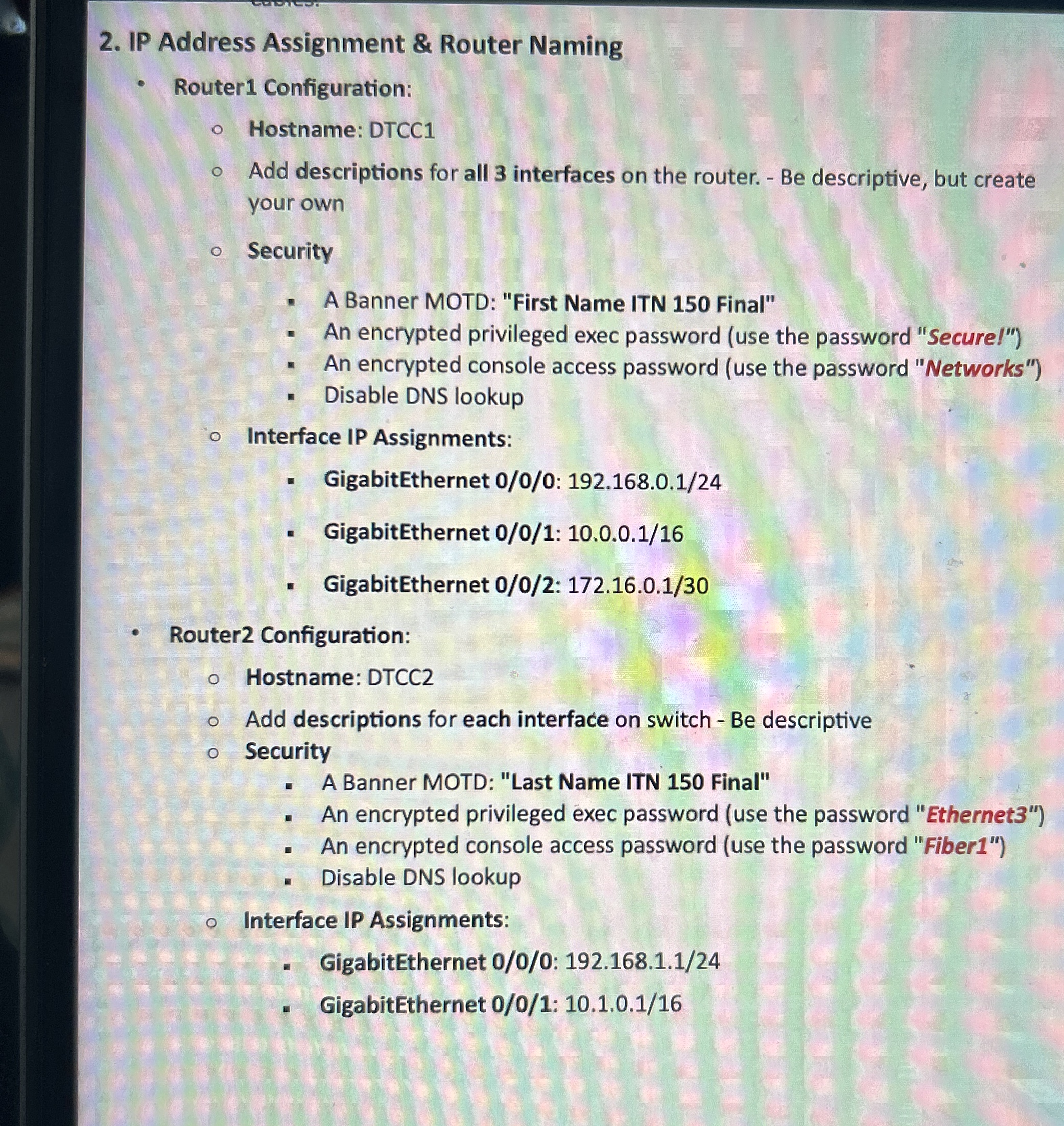 Solved IP Address Assignment & Router NamingRouter1 | Chegg.com