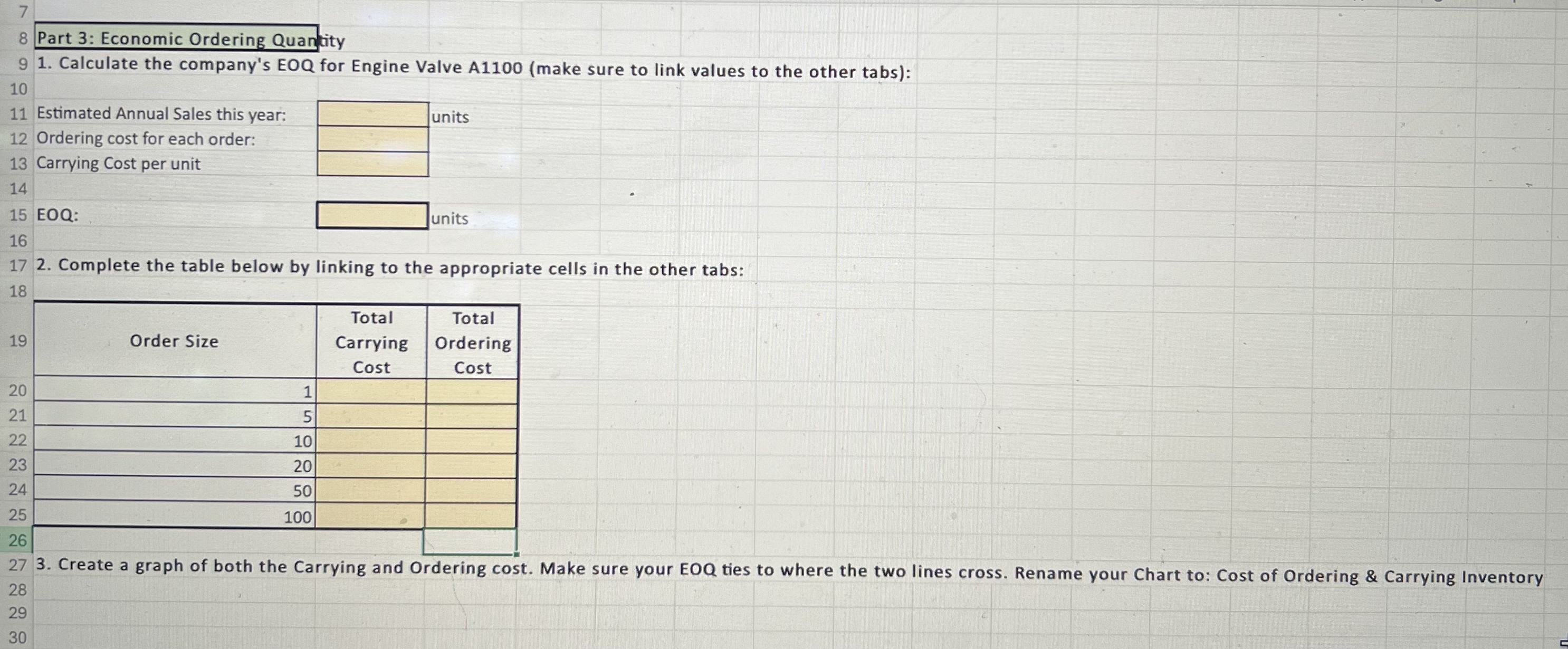 Solved Create a graph of both the Carrying and Ordering | Chegg.com