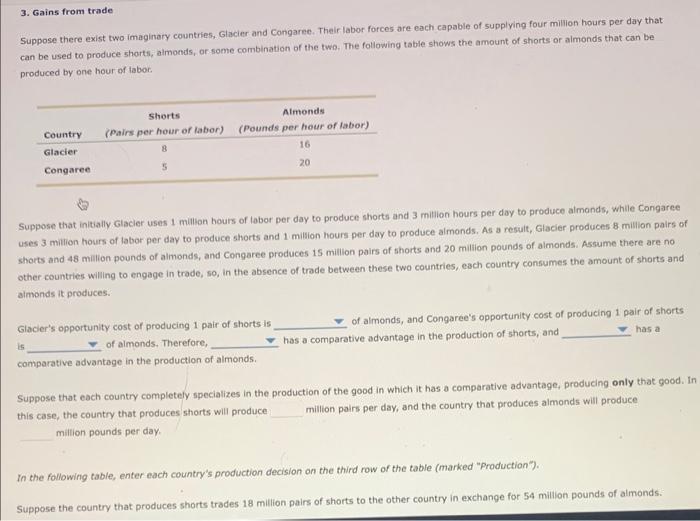 Solved 3. Gains from trade Suppose there exist two imaginary | Chegg.com