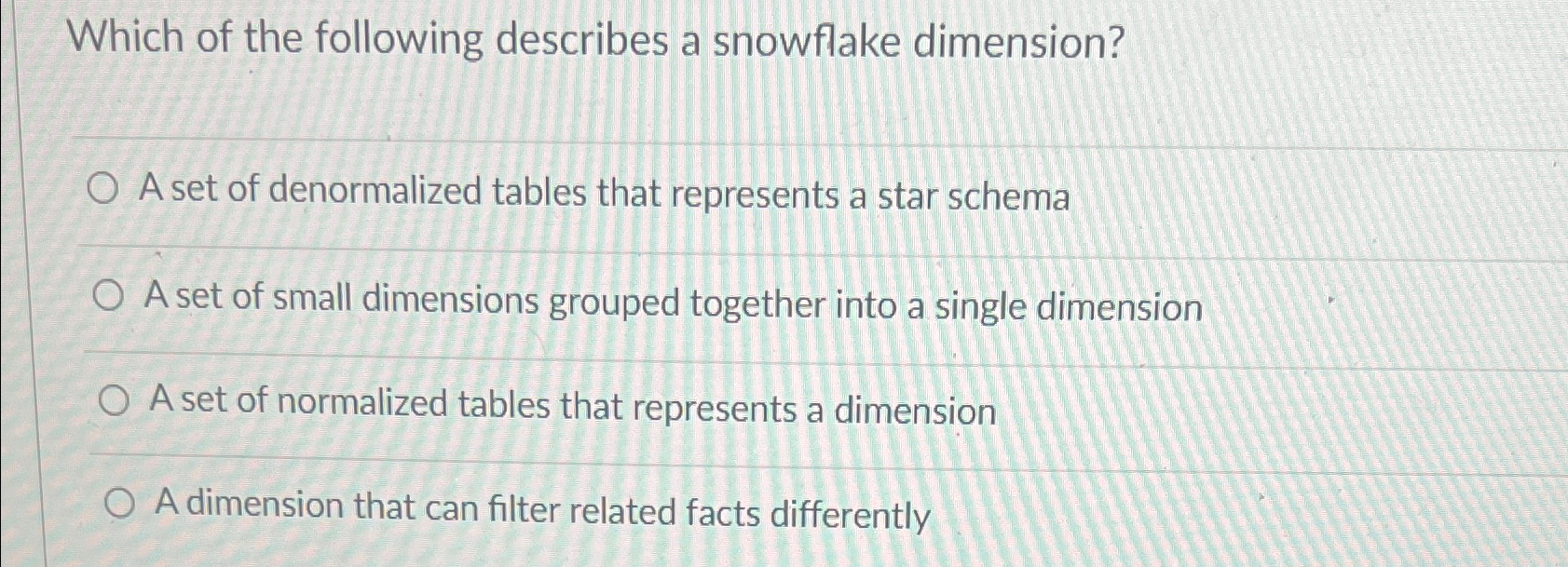 Which of the following describes a snowflake | Chegg.com