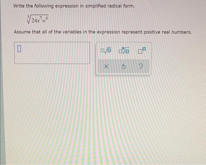 Solved Write the following expression in simplified radical | Chegg.com