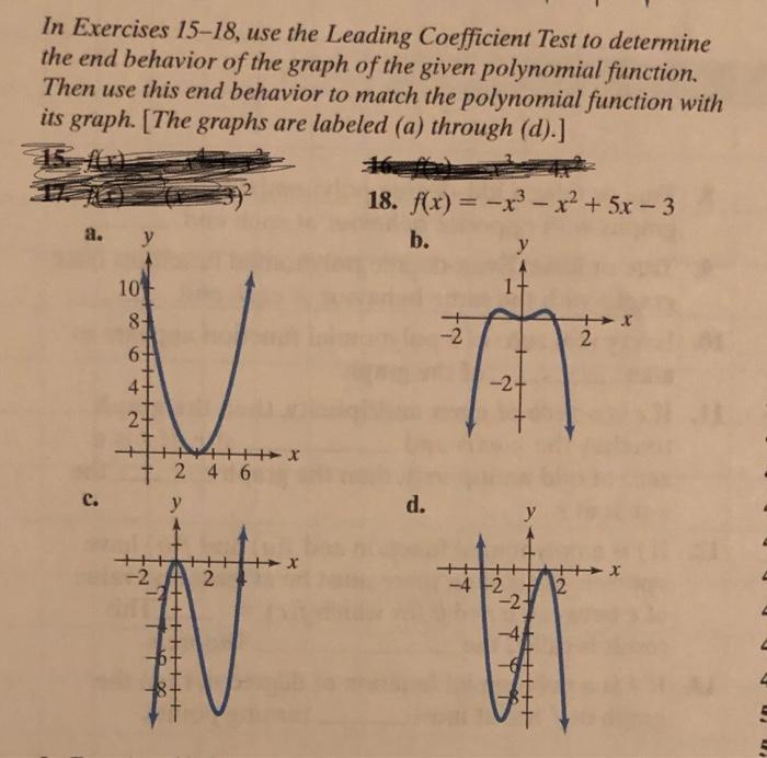 Solved In Exercises 15-18, use the Leading Coefficient Test | Chegg.com