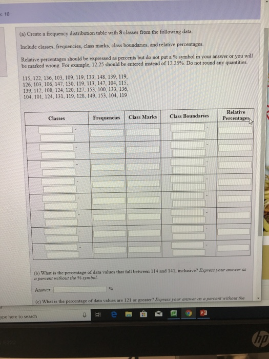 Solved (6) Create a frequency distribution table with 8 | Chegg.com