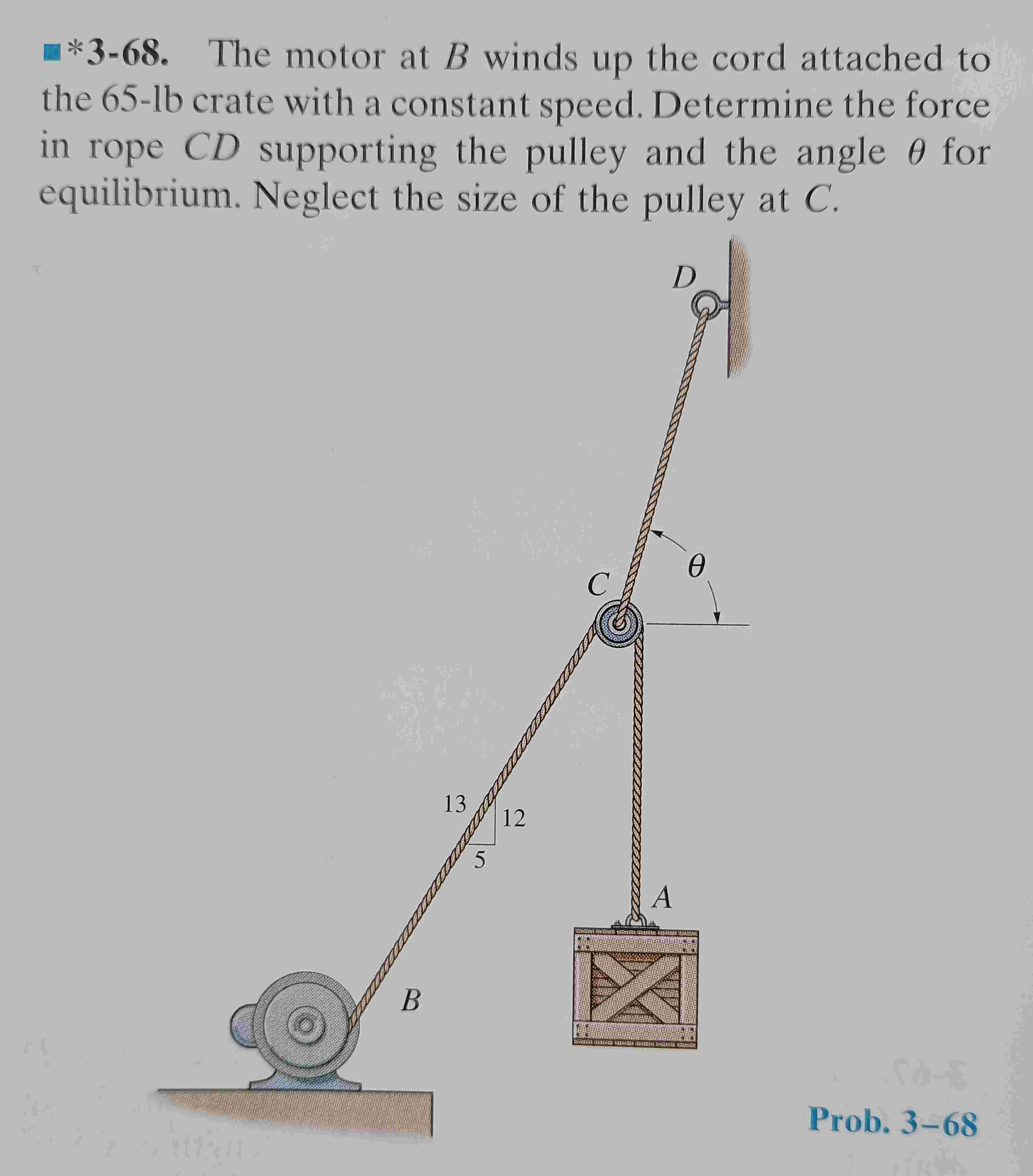 Solved *3-68. ﻿The motor at B winds up the cord attached | Chegg.com