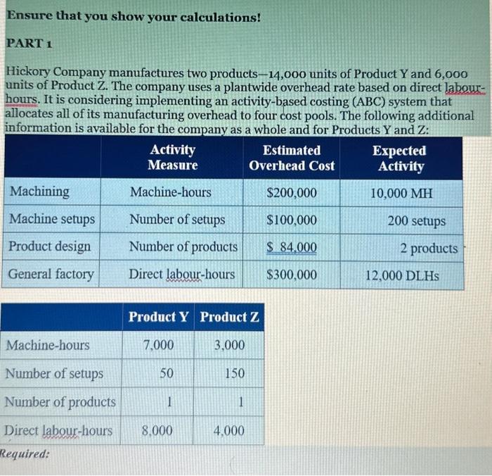 Solved Ensure that you show your calculations! PART 1 | Chegg.com