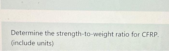 Solved Determine the strength-to-weight ratio for CFRP. | Chegg.com