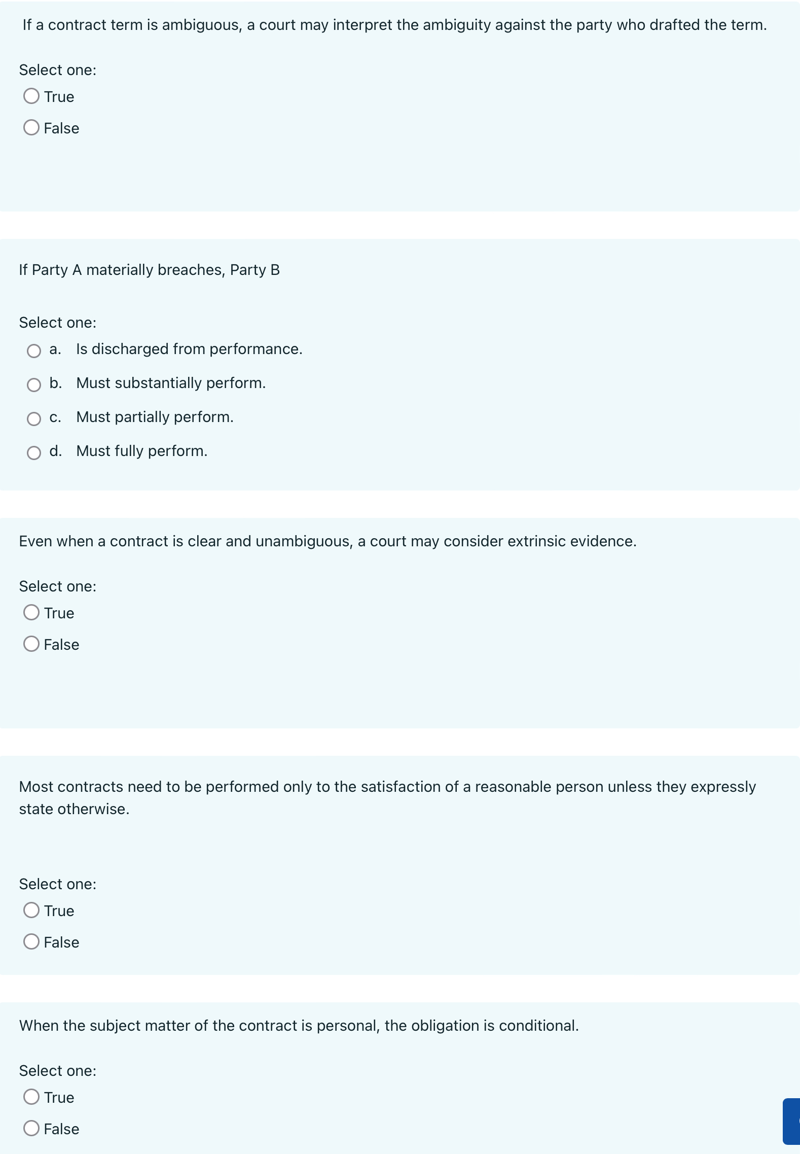 Solved If a contract term is ambiguous, a court may | Chegg.com