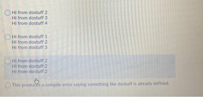 Solved Java class Main { public static void dostuff(int x, | Chegg.com