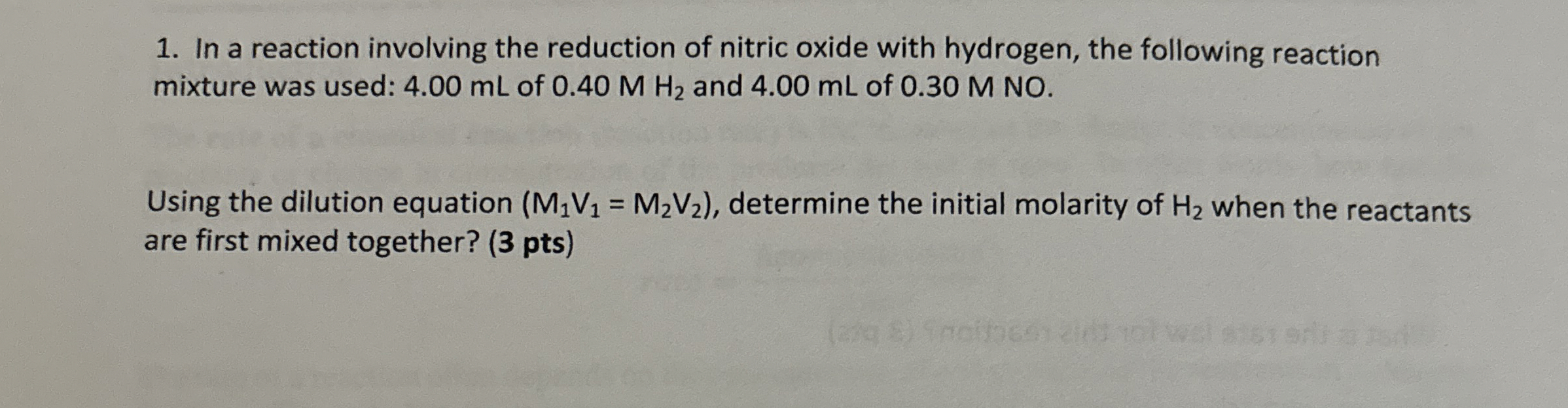 Solved In a reaction involving the reduction of nitric oxide | Chegg.com
