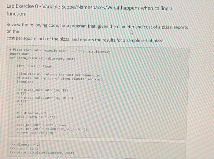 Solved Lab Exercise 0 - Variable Scope/Namespaces/What | Chegg.com Solved Lab Exercise 0 - Variable Scope/Namespaces/What | Chegg.com
