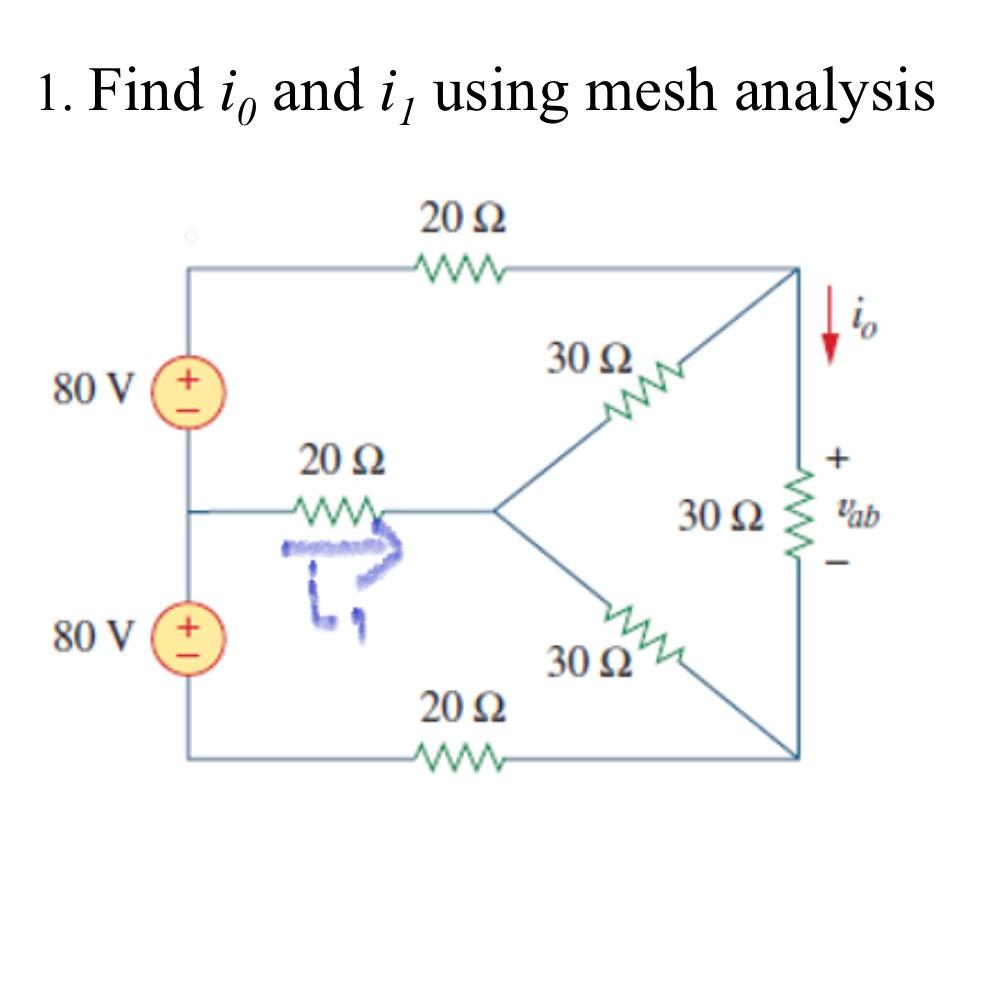 Solved Find i0 ﻿and i1 ﻿using mesh analysis | Chegg.com