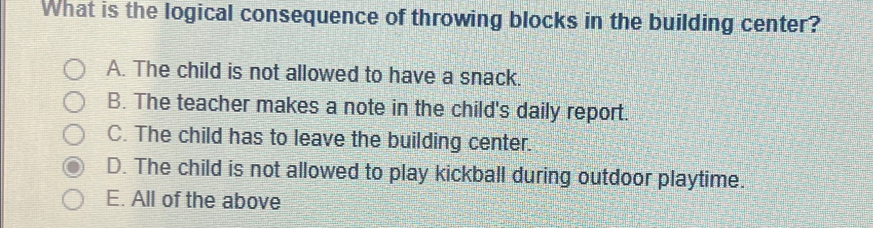 Solved What is the logical consequence of throwing blocks in | Chegg.com